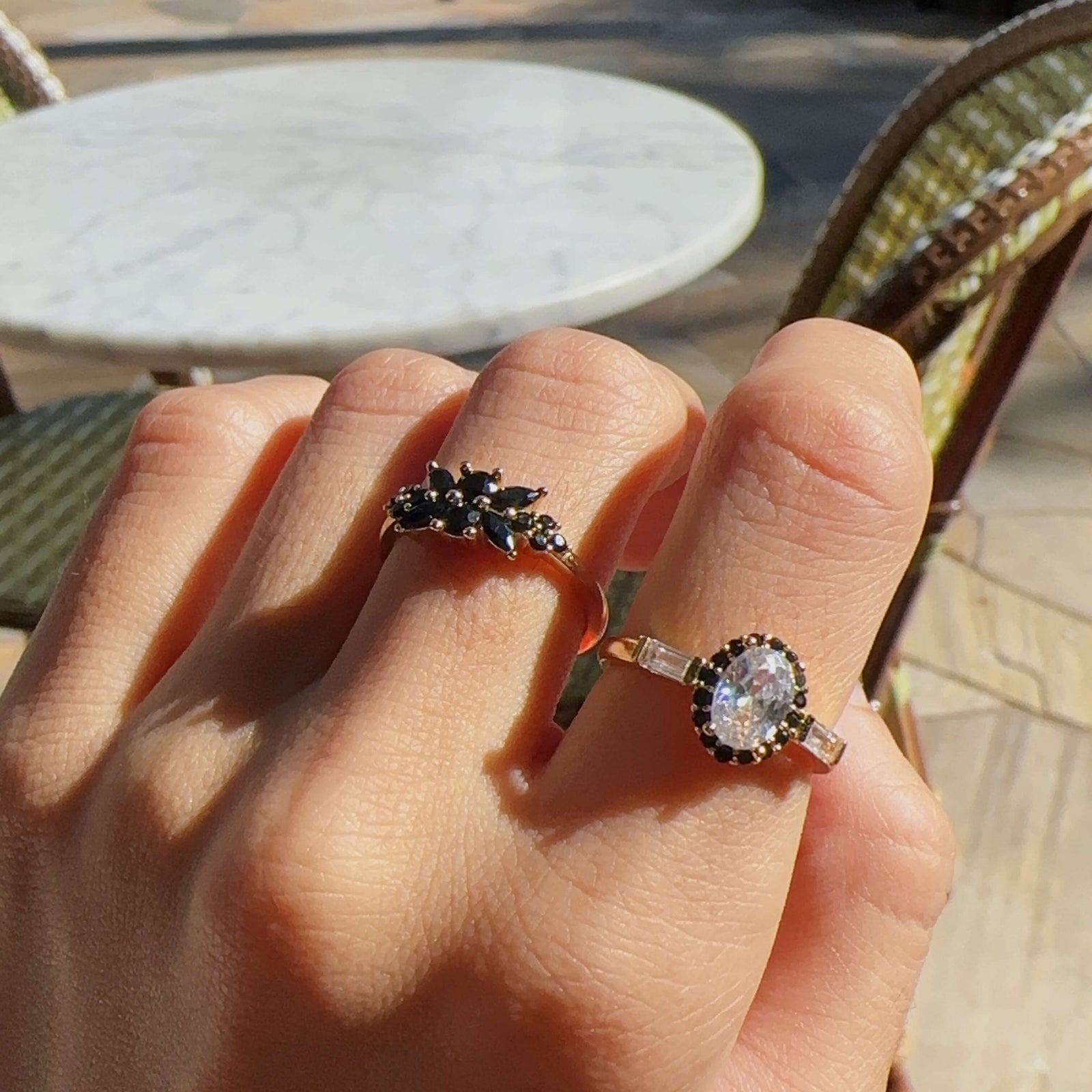 Vintage Onyx Halo Ring | Éclore Jewelry – eclorejewelry